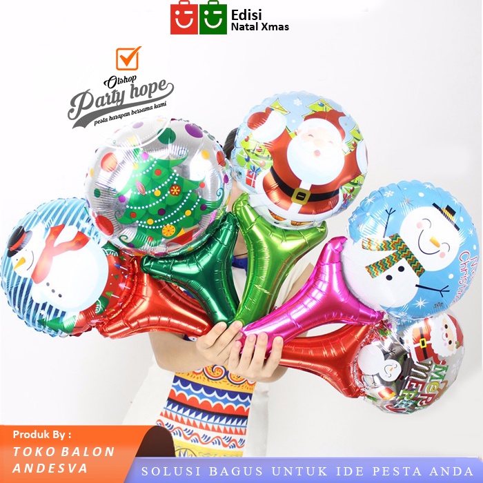 Jual balon pentung natal / balon tongkat santa / merry xmas balon ...