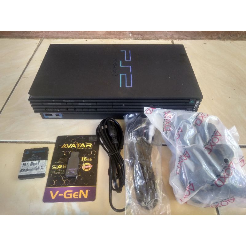 Jual ps2 fat tebel flexdisk 16GB full game + stick complit tinggal main ...