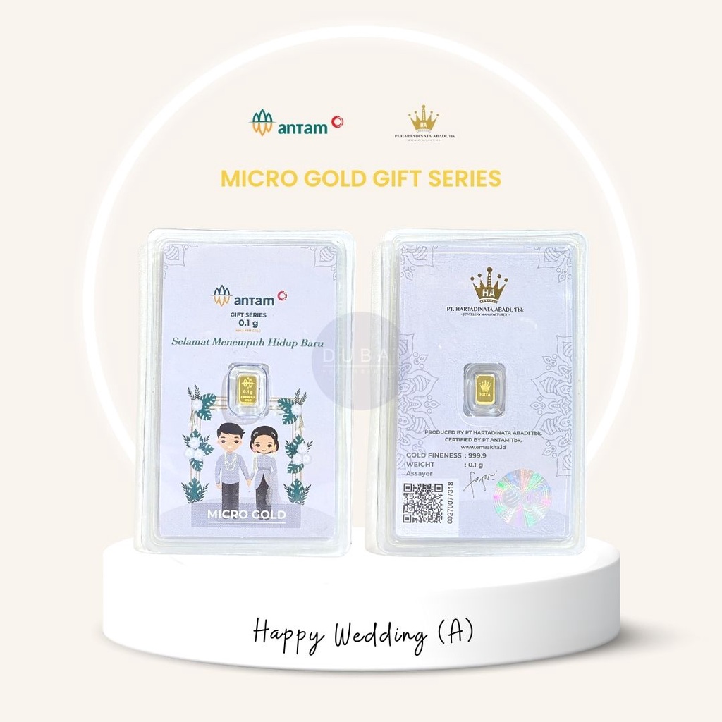 Jual Logam Mulia LM gift series Happy Wedding berat 0.1 gr & 0.25 gr ...