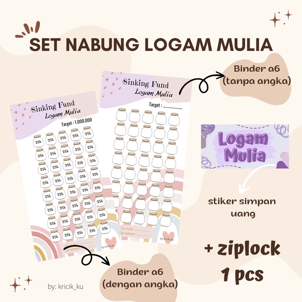 Jual SET BINDER NABUNG LOGAM MULIA / SET BINDER SAVING CHALLENGE EMAS ...