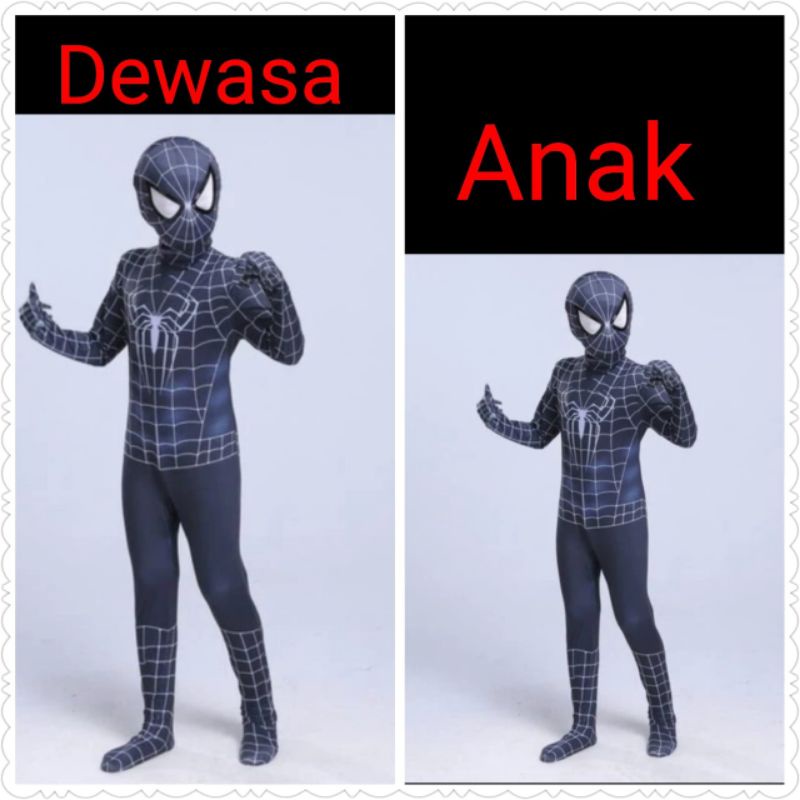 Jual Kostum Spiderman Venom Anak dan Dewasa / Kostum Spiderman hitam/ superhero | Shopee Indonesia