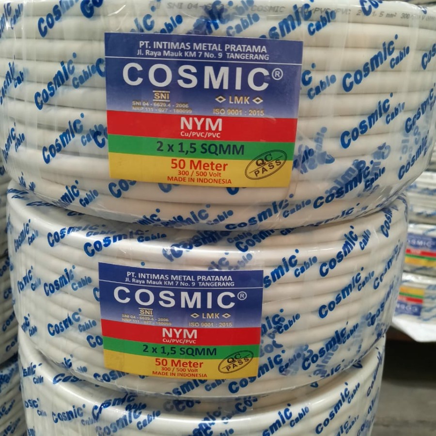 Jual Kabel Listrik NYM 2x1.5 mm 2x1,5 2x1.5mm 2x1,5mm Cosmic 50M 50 ...