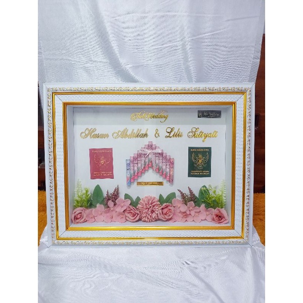 Jual Bingkai Frame Mahar Akrilik Pernikahan/Mahar Rustik/Mahar Uang/Mahar Murah/Mahar Fiber Kayu ...