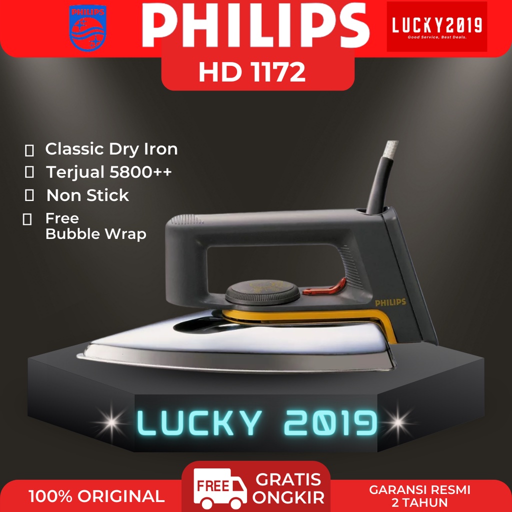 Jual SETRIKA PHILIPS HD1172 DRY IRON CLASSIC HD 1172 GARANSI RESMI 2 ...