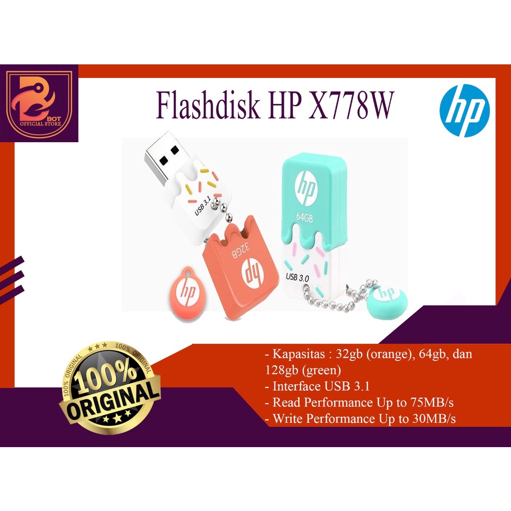 Jual FLASHDISK HP USB 3.0 x778 Orange Green 128GB 64GB 32GB Original ...