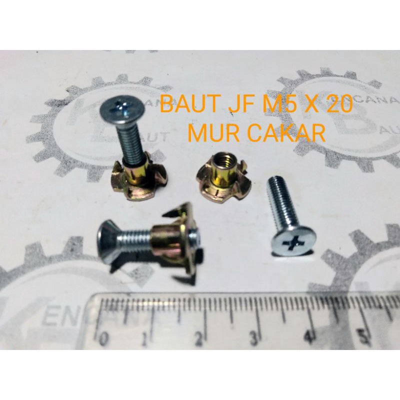 Jual BAUT JF M5 X 20 MM GALVANIS DAN MUR CAKAR / BAUT SPEAKER KUNCI OBENG PLUS | Shopee Indonesia