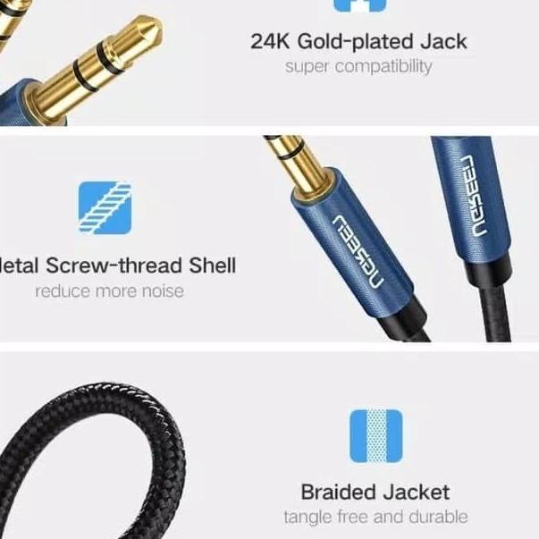 Jual Ugreen Nylon Kabel Audio Jack 3.5 mm Extension 200 cm Kabel Aux 3 ...