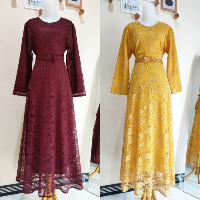 Jual Gamis Brokat Polos Simple Busui | Kondangan | Wisuda | Lamaran ...