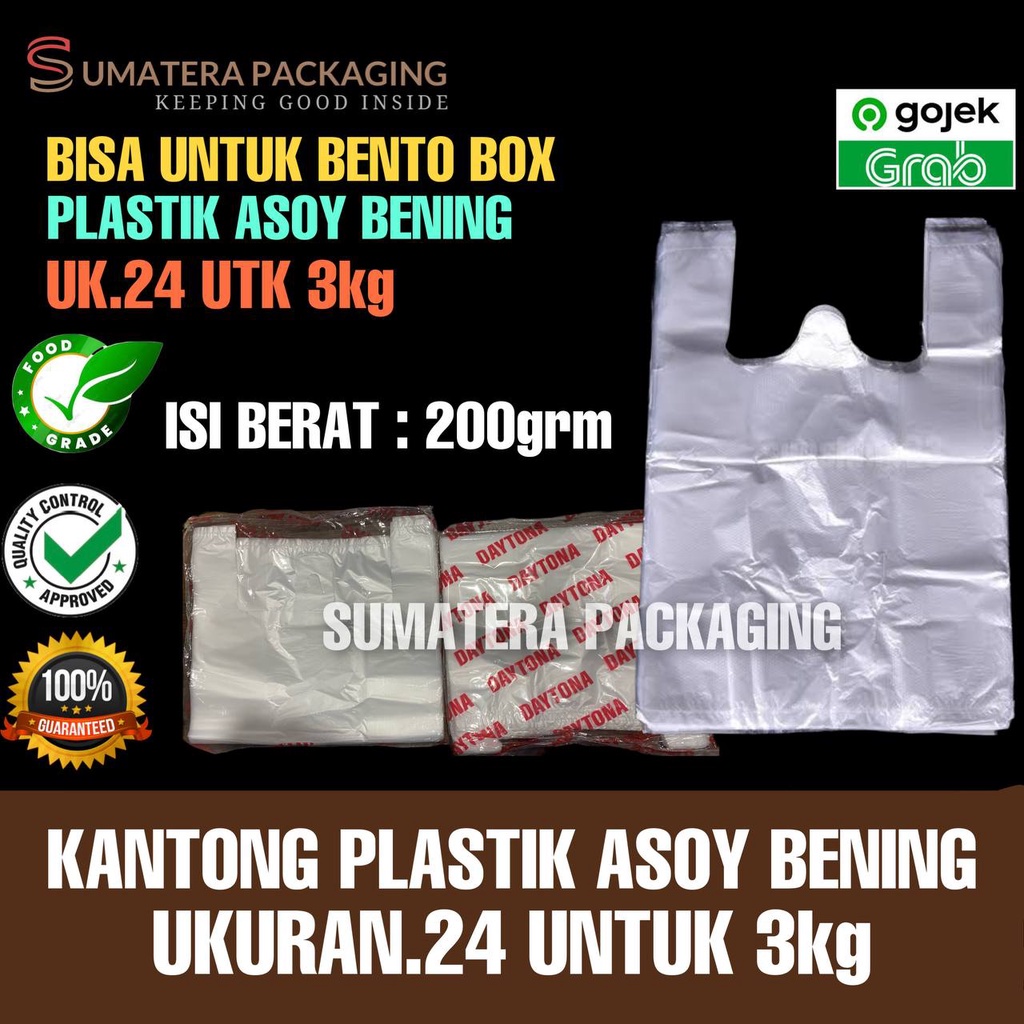 Jual Kantong Plastik asoy kresek bening transparan ukuran 24 atau 3kg ...