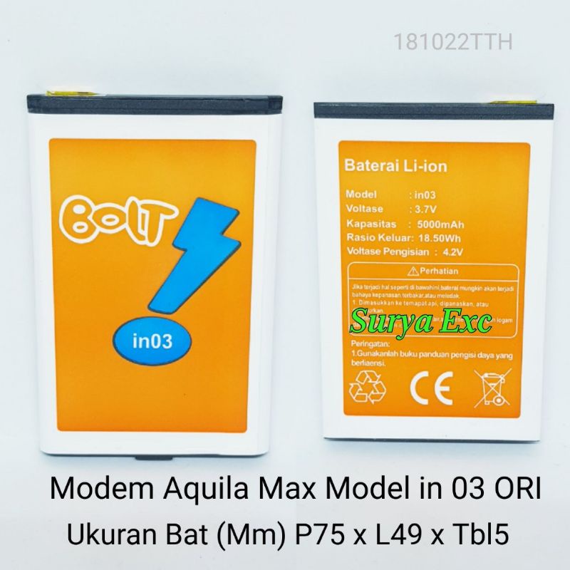 Jual Baterai Modem Bolt Aquila Max In03 Model Ultra LTE MAX 4G | Shopee ...