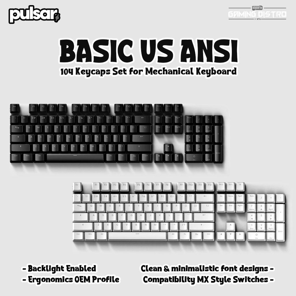 Jual Keycaps Mechanical Keyboard | Pulsar Basic US ANSI 104 Set OEM ...