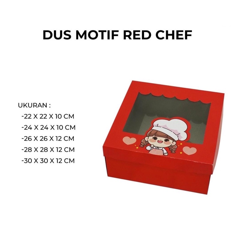 Jual DUS MOTIF RED CHEF / KOTAK KUE MERAH | Shopee Indonesia