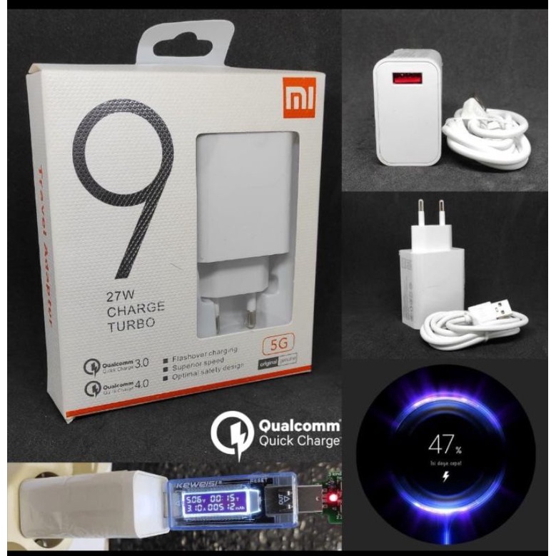 Jual Charger Xiaomi Mi 9 support fast charging 27W charger turbo 3.0A ...