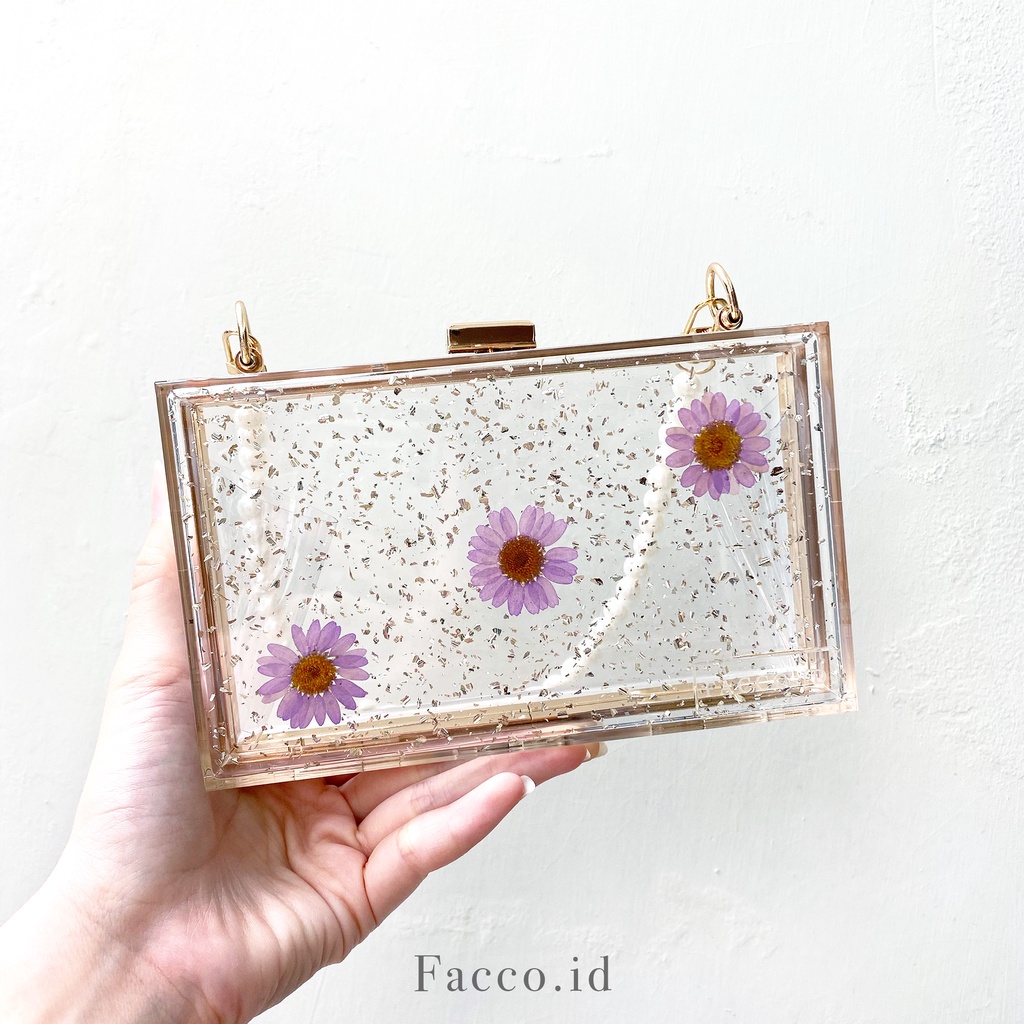 Jual Tas Resin, Flower Clutch ADELYN daisy, Tas Pesta, Tas Kaca Akrilik ...