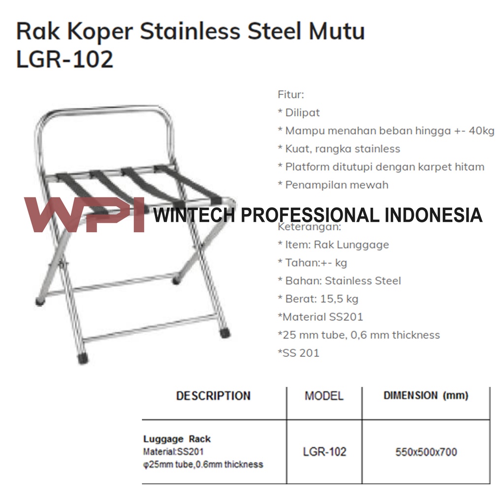 Jual Mutu LGR-102 Stainless Steel Folding Luggage - Tempat Rak Koper ...