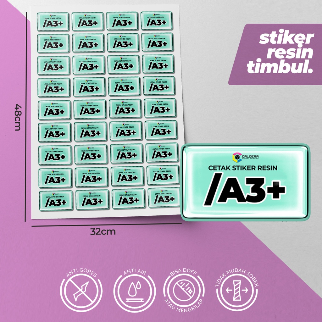 Jual Cetak / Print Stiker Label Resin Timbul Custom per A3+ - Custom ...