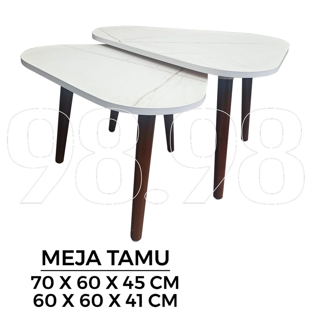 Jual Meja Tamu Minimalis - Coffee Table Kayu - Meja Kembar Motif Marble ...