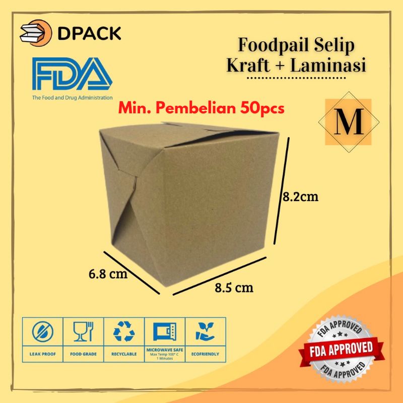 Jual Food Pail Selip Size M | ECO Kraft FoodGrade Paper Rice Box ...