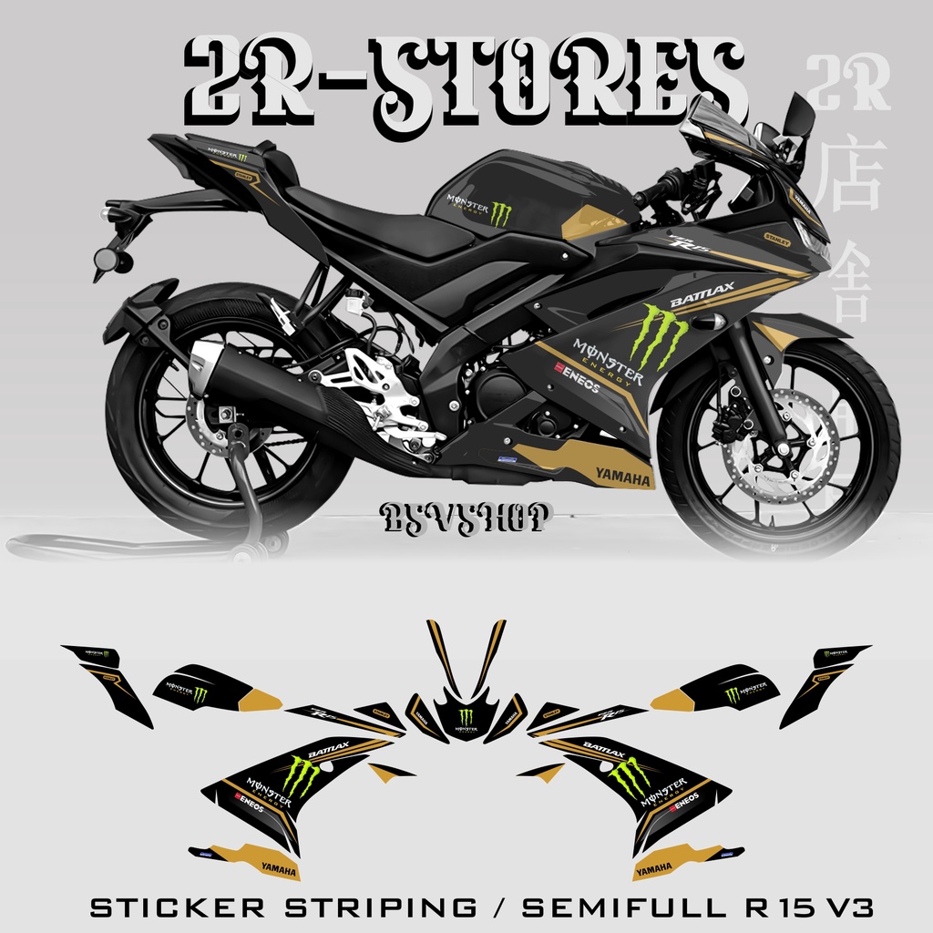 Jual striping r15 v3 variasi monster 08 semifull body decal stiker ...