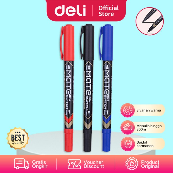 Jual Spidol Permanen Deli EU10440 | Shopee Indonesia
