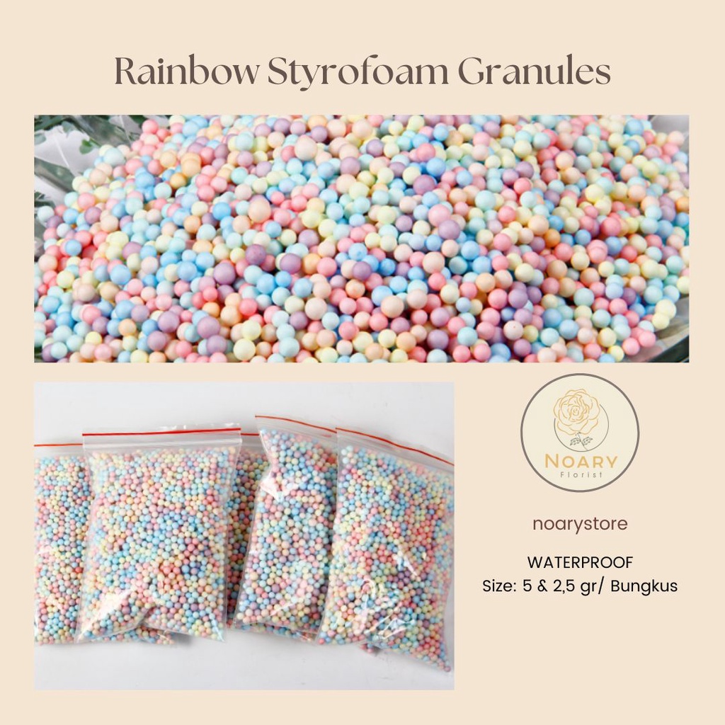 Jual Rainbow Styrofoam Granules Sterofoam Butiran Warna Warni Floam ...