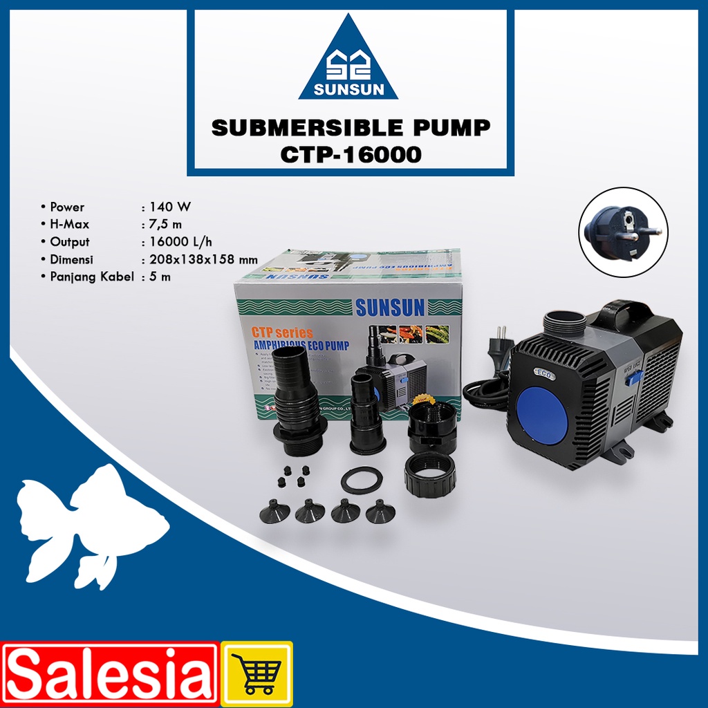 Jual POMPA AIR SUNSUN CTP 16000 WATER PUMP KOLAM AQUARIUM POMPA CELUP ...
