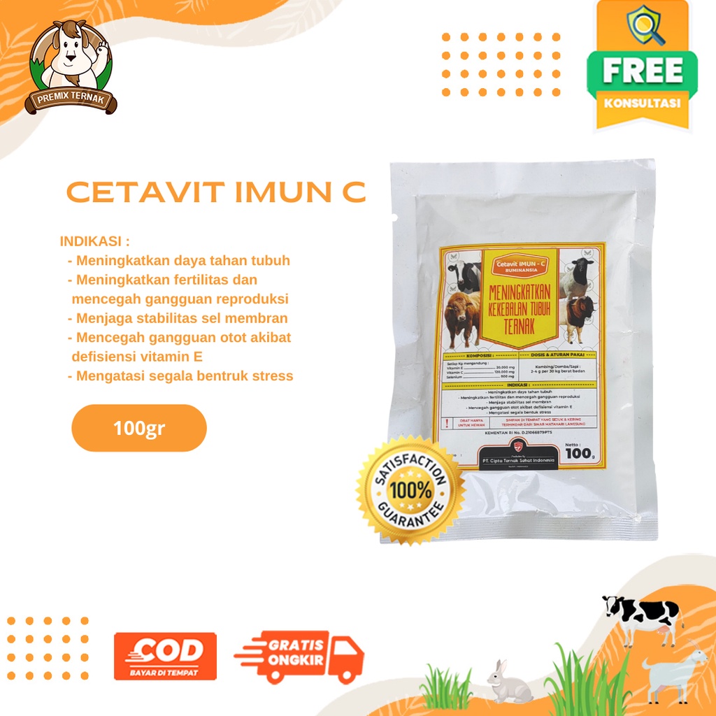 Jual CETAVIT IMUN C RUMINANSIA 100 GRAM - Vitamin C E Tingkatkan ...