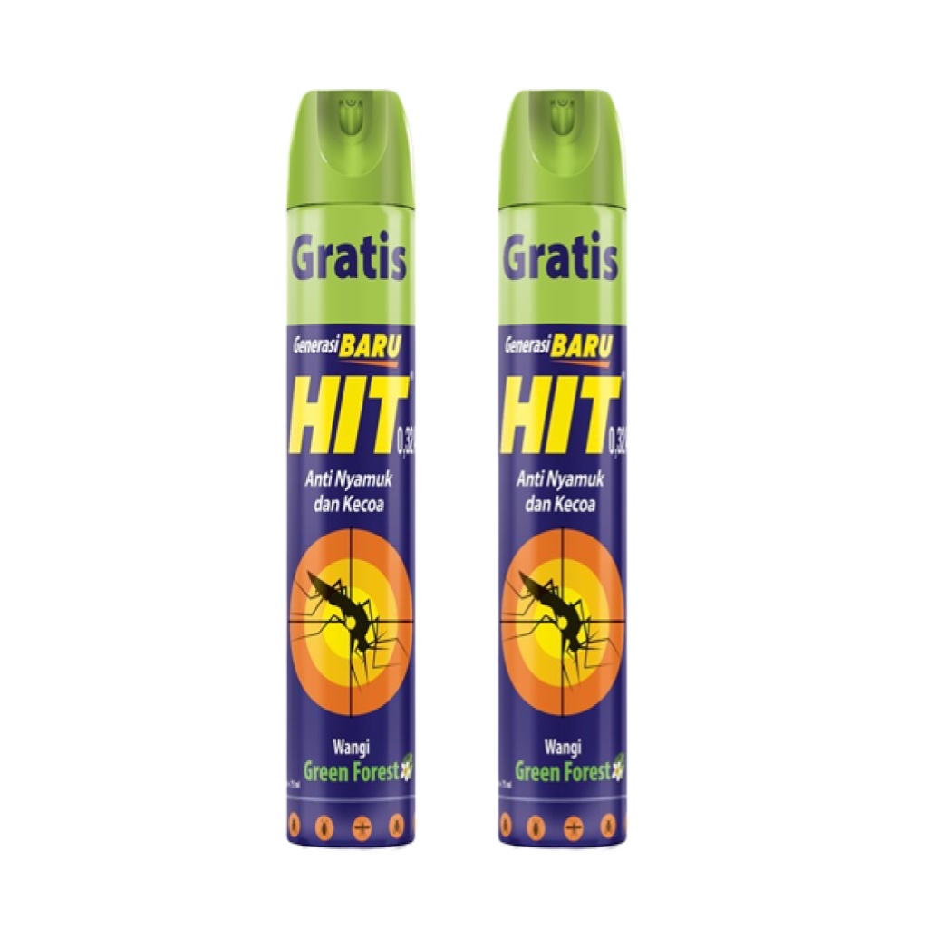 Jual Hit Aerosol Green Forest (600ml + 75ml) x2 - Obat Nyamuk - Bunuh ...