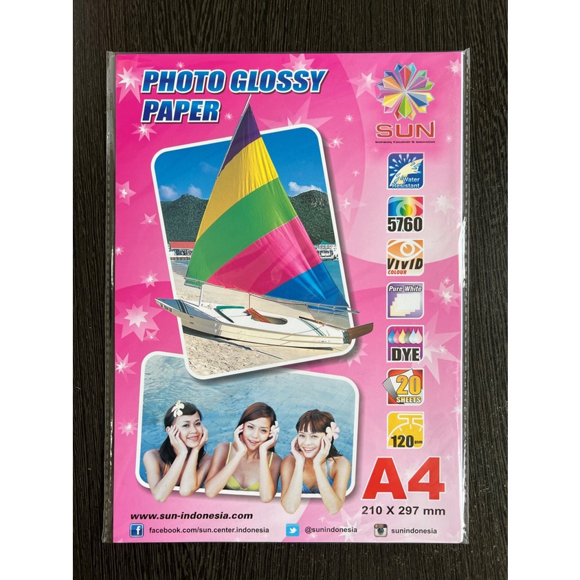 Jual Kertas Foto A4 Sun Glossy Photo Paper A4 (120 185 210 240 265 gsm ...
