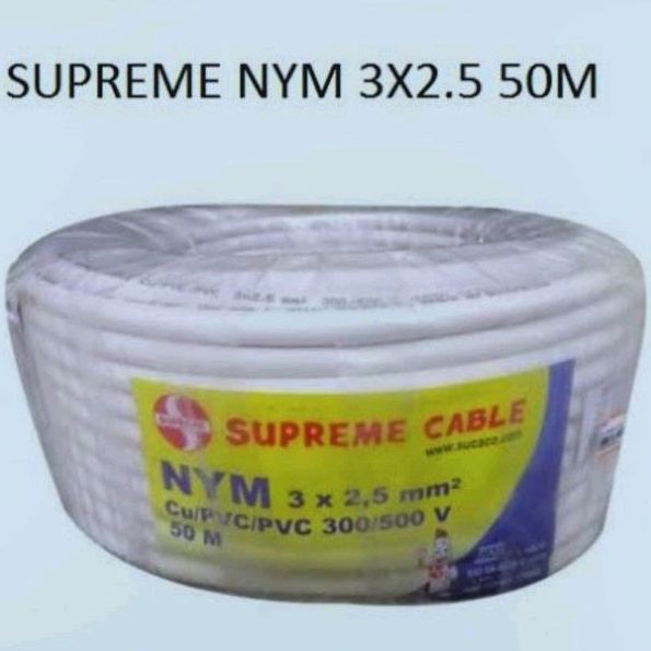 Jual SUPREME NYM 3 X 2.5 MM / 3X2.5 MM KABEL LISTRIK PUTIH KAWAT TEMBAGA ( 50 METER ) | Shopee ...
