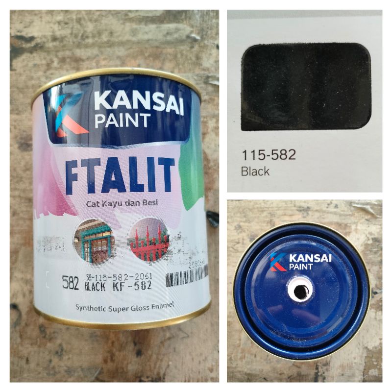 Jual FTALIT Black 115-582 Cat Minyak Besi Kayu Hitam 1 Kg Kansai Paint | Shopee Indonesia