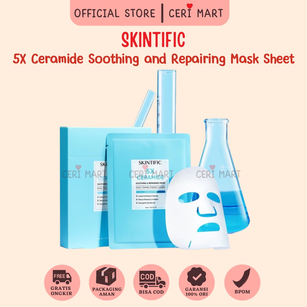 Jual SKINTIFIC Masker Wajah 5X Ceramide Soothing and Repairing Mask ...