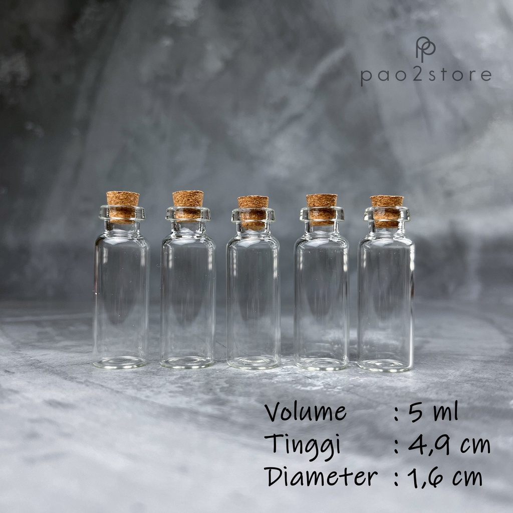 Jual Botol Vial Kaca 5ml Cork Tutup Kayu / Gabus untuk Parfum Essential ...