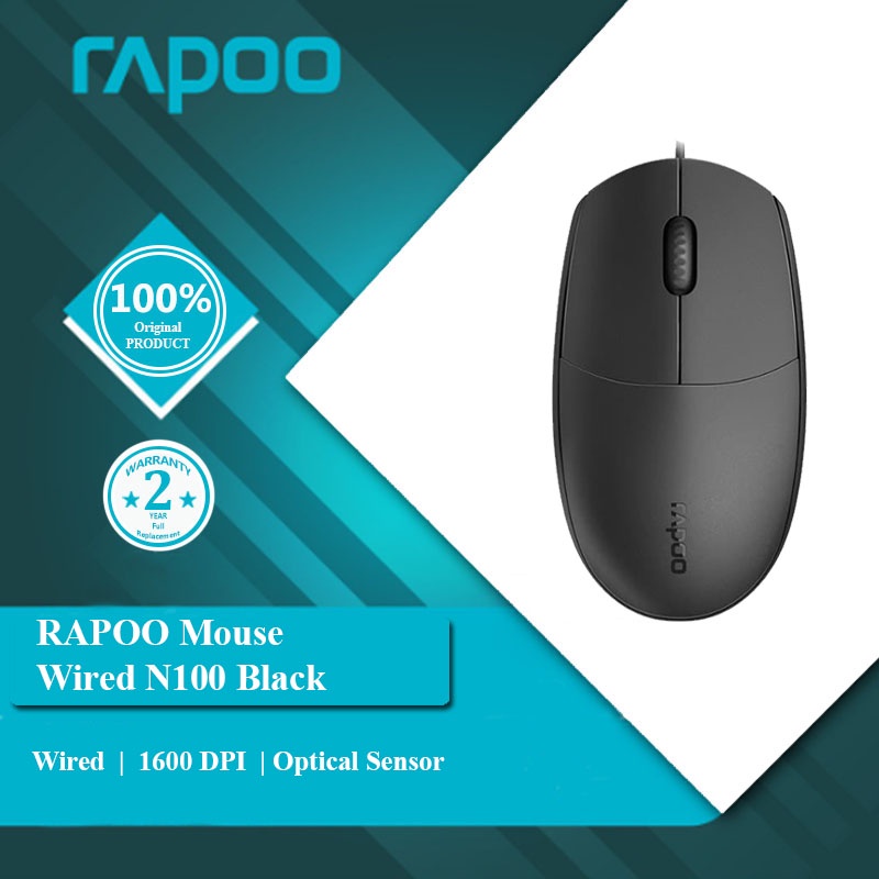 Jual RAPOO Mouse Wired N100 Black | Shopee Indonesia