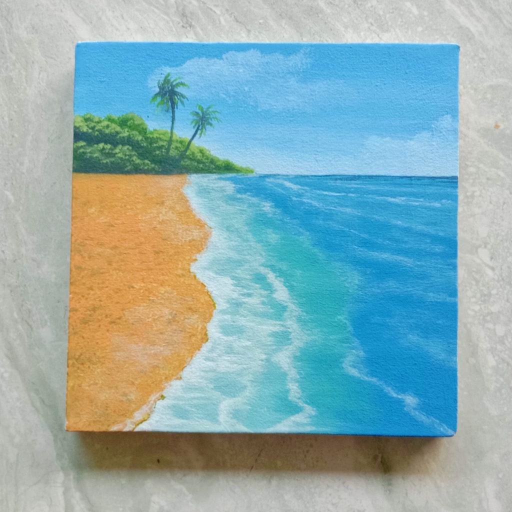 Jual Lukisan Kanvas Canvas 20x20cm Motif Laut Biru Aesthetic Asli ...