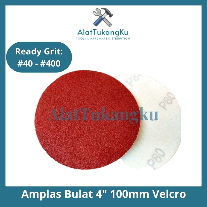 Jual Amplas bulat Velcro 4" Sand paper Disc Velcro 100mm tebal/ Amplas ...