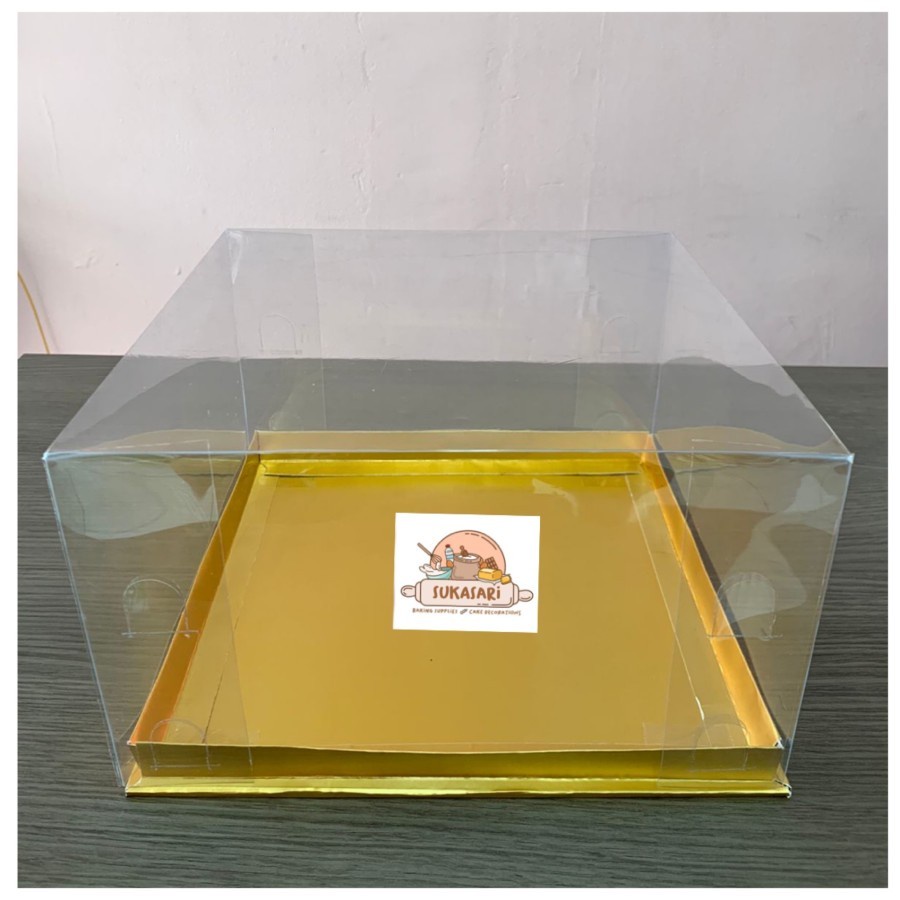 Jual Mika Cake 30x30x15 cm Gold Emas cake box kue dus kue mica ...