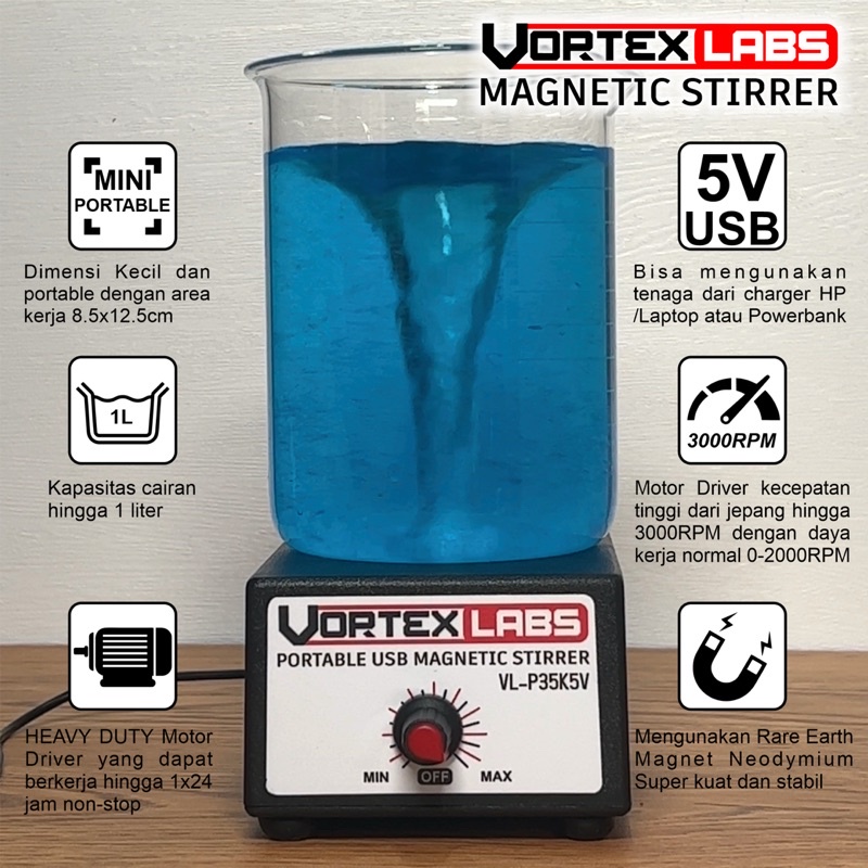 Jual VORTEXLAB Magnetic Stirrer Portable Magnetic Mixer Vortex Mixer pengaduk Cairan Lab ...