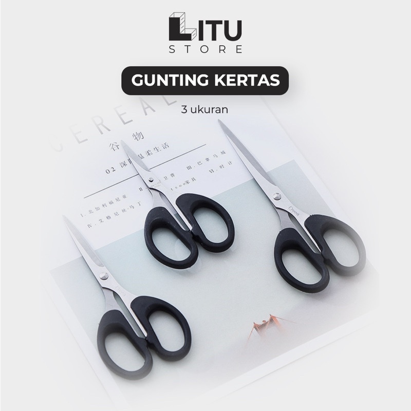 Jual gunting kertas rambut stainless steel papper scissor hitam ...
