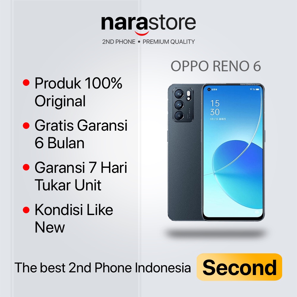 Jual Oppo Reno 6 8/128GB-Black-Fullset Original Like New - Second Bekas ...