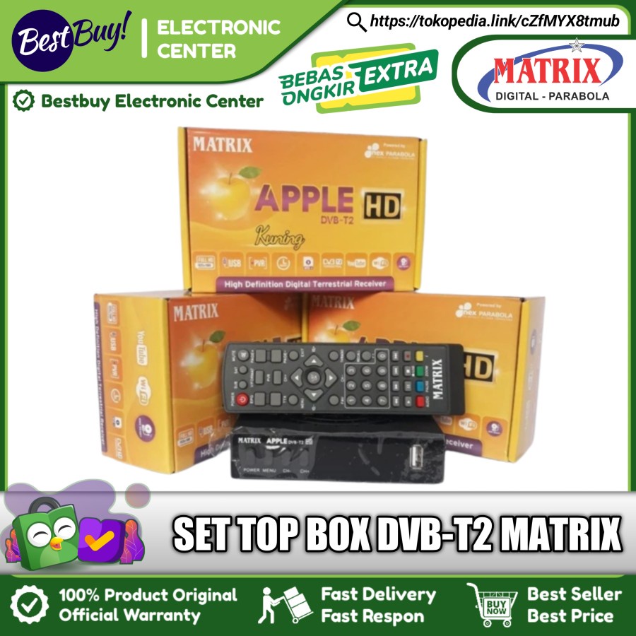 Jual Set Top Box TV Digital Matrix Apple Kuning || Setop Box Matrix DVB-T2 | Shopee Indonesia