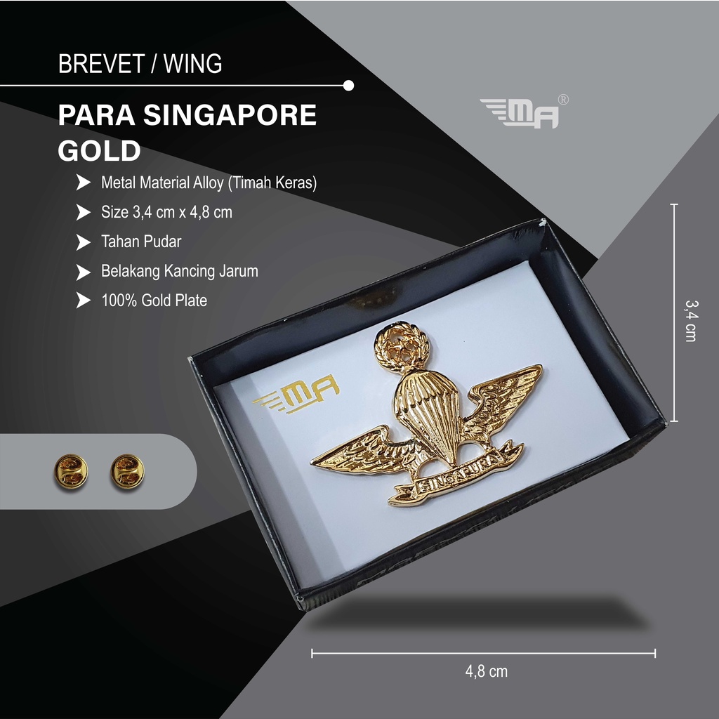 Jual WING PARA SINGAPORE GOLD PDH BRIVET BREVET PIN PARA SINGAPORE GOLD ...