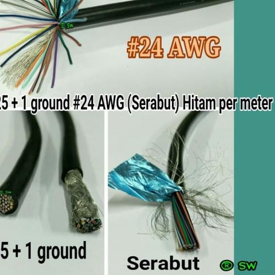Jual Kabel Isi 25 + 1 ground #24 AWG (Serabut) Hitam per meter | Shopee ...