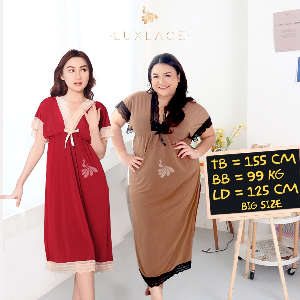 Jual LUXLACE WEAR JANE SUPER LONG Daster Sexy Premium Jumbo Big Size ...