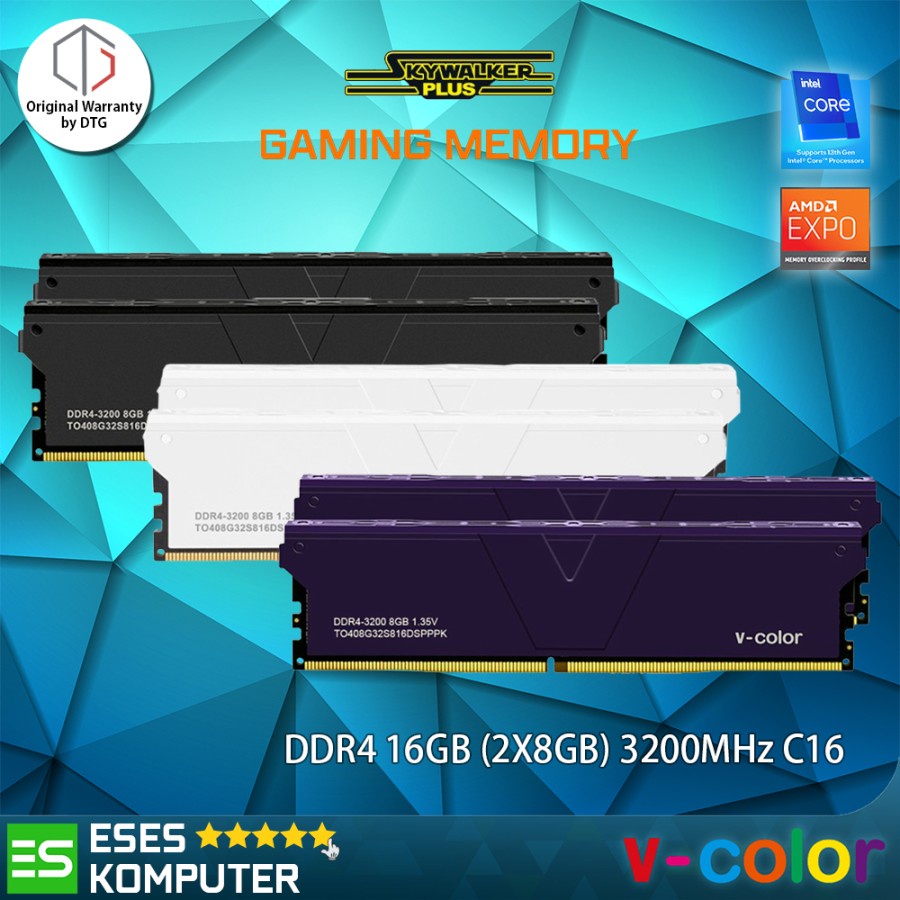 Jual RAM v-color DDR4 SKYWALKER PLUS 16GB 2x8GB 3200MHz CL16 Memory ...