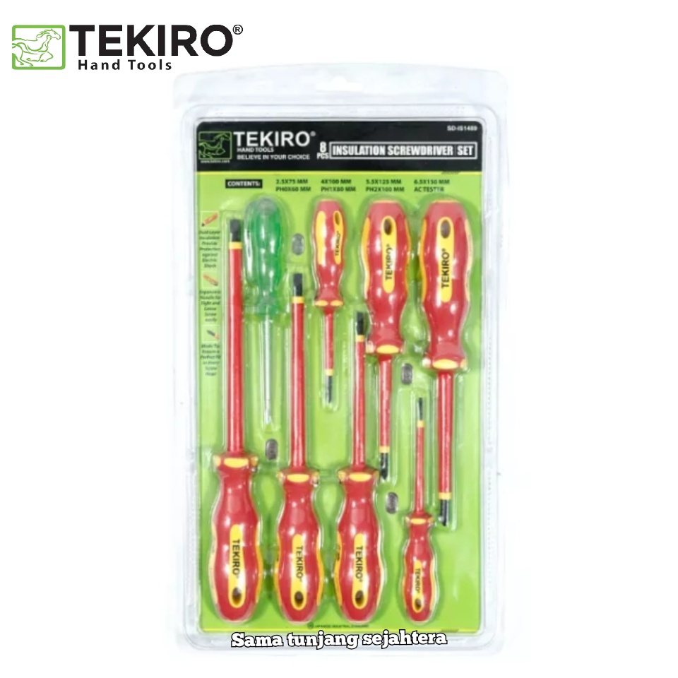 Jual TEKIRO OBENG LISTRIK SET 8 PCS / INSULATION SCREWDRIVER SET ...