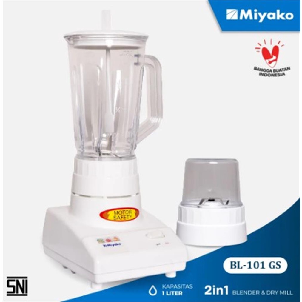 Jual Blender Miyako Kaca Kapasitas 1 Liter 2 IN 1 BL-101 GS / BL-101GS ...