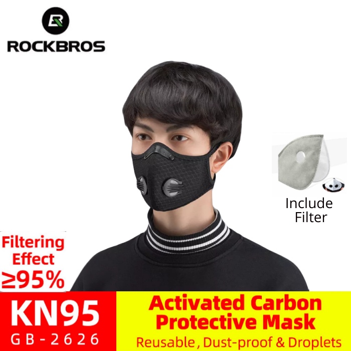 Jual Masker kn95 Rockbros Valve Masker Carbon Activated 5 Ply Anti ...