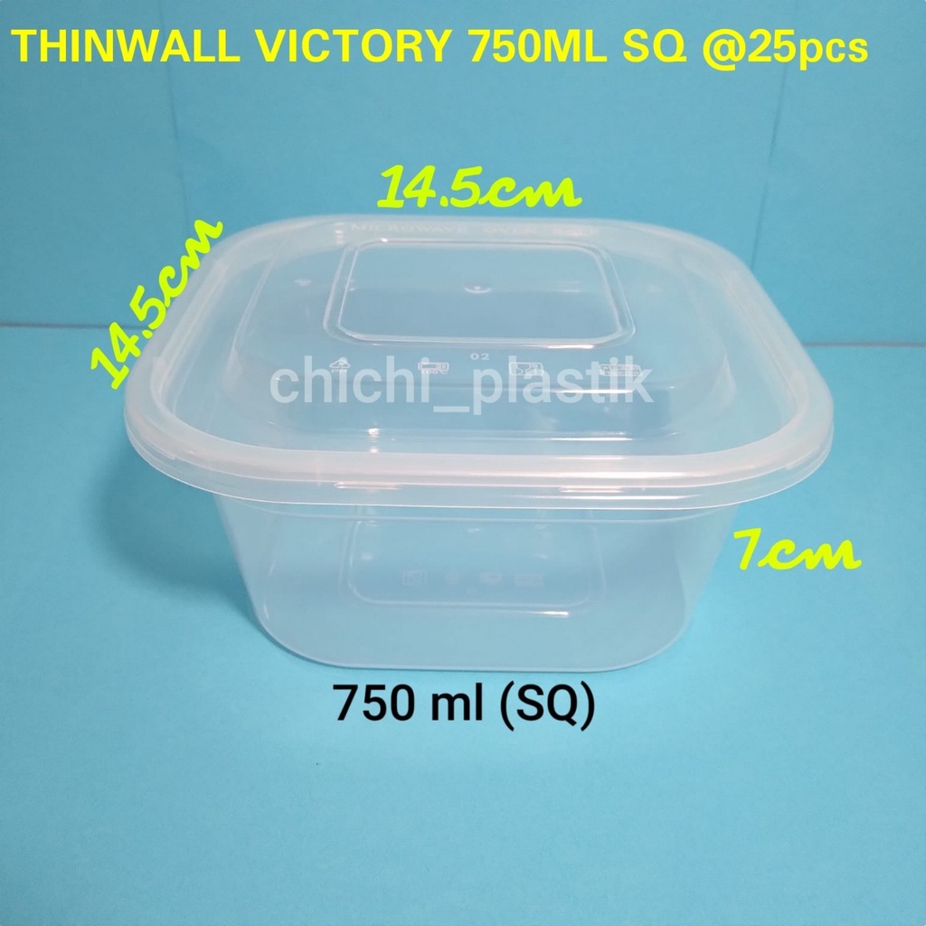 Jual Thinwall food container 750ml kotak SQ/Cup salad/Cup puding ...