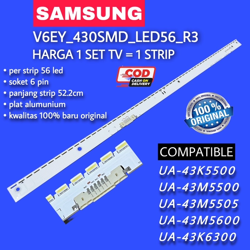Jual BACKLIGHT TV LED SAMSUNG 43 INCH UA 43K5500 43M5500 43M5505 43M5600 43K6300 UA43K5500AK ...
